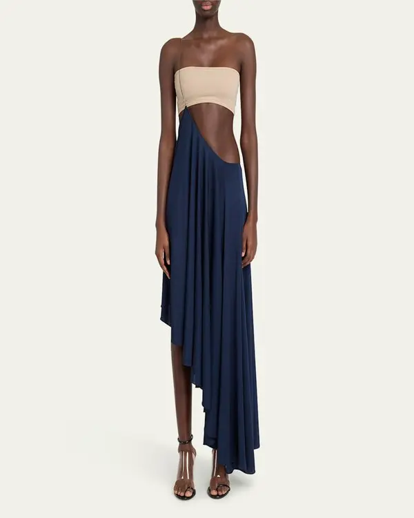 AlaïA Chain Suspender Asymmetric Full Length Skirt - Encre