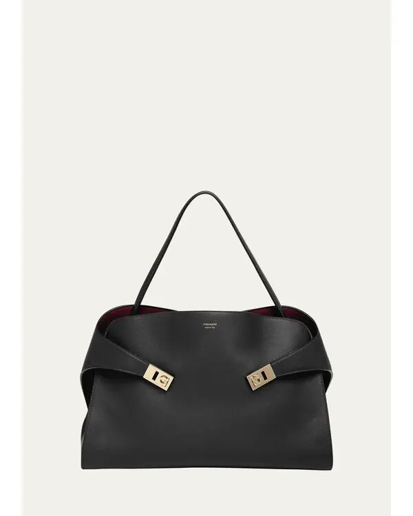 FERRAGAMO Large Hug Shoulder Bag - Nero