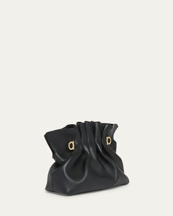 FERRAGAMO Small Gancio Piercing Shoulder Bag - Nero