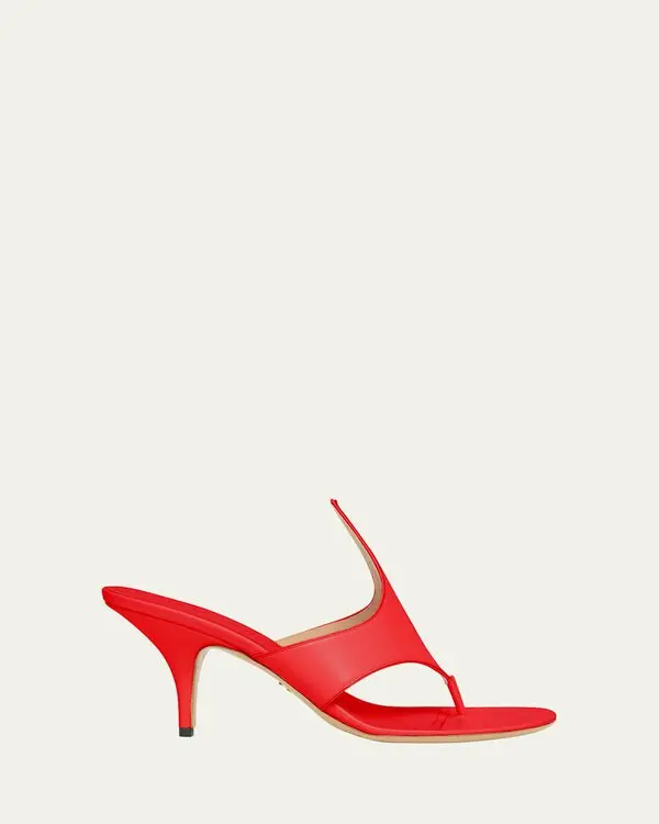 FERRAGAMO Lyrai Leather Sandals - Flame Red