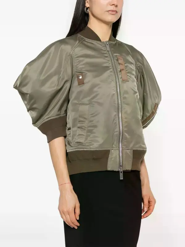 sacai スカジャン アイボリー/グリーン SACAI Shell bomber jacket | NET-A-PORTER