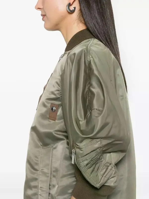 sacai スカジャン アイボリー/グリーン SACAI Shell bomber jacket | NET-A-PORTER