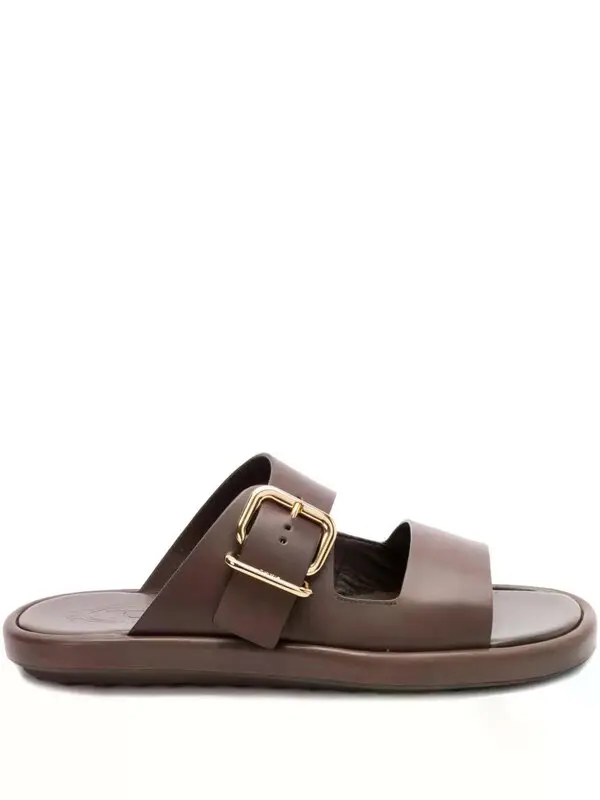 TOD'S Leather Slides - Brown