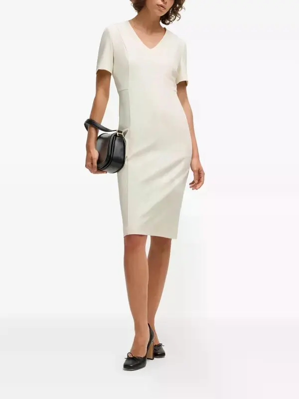 BOSS V-neck Midi Dress - White