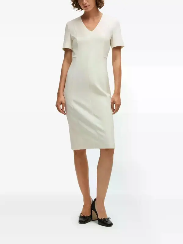 BOSS V-neck Midi Dress - White