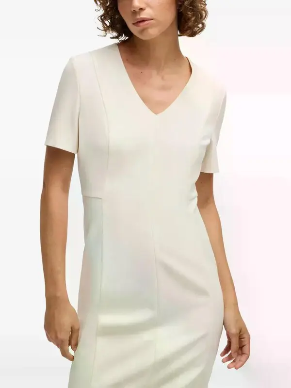 BOSS V-neck Midi Dress - White