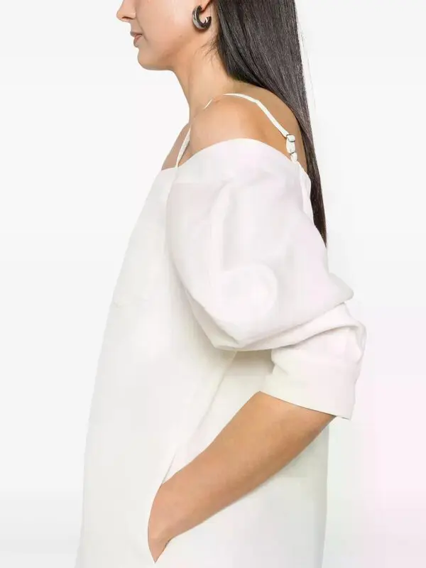 Sacai Cold-shoulder Mini Dress - White