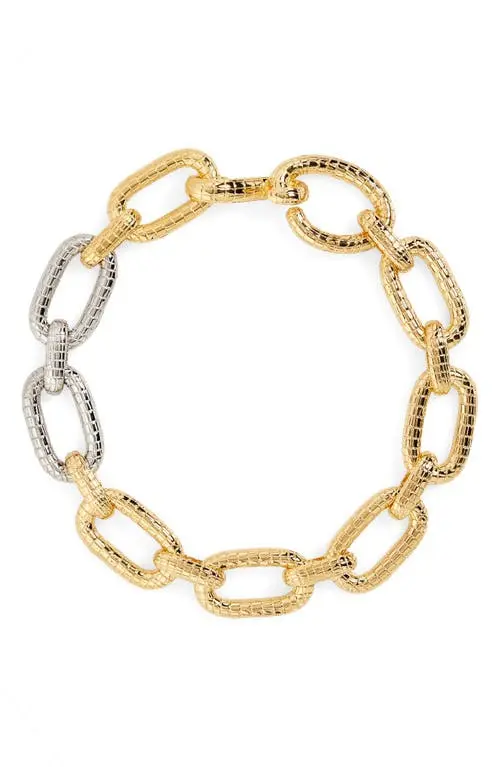 Oscar De La Renta Mosaic Two-tone Chain Link Necklace - Gold