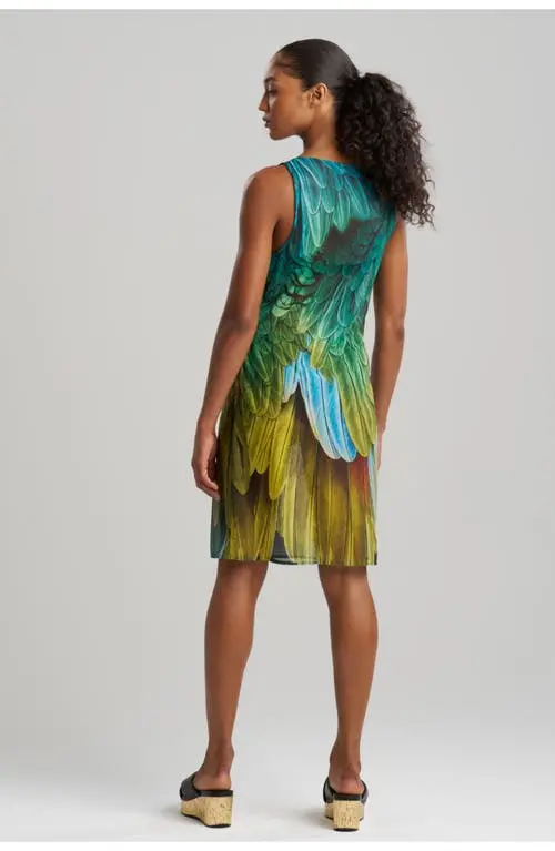 Natori Paradiseprinted Mesh Cover-up Mini Dresss