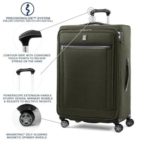 TRAVELPRO Platinum Elite Softside Expandable Checked Spinner Luggage - Pilot Green