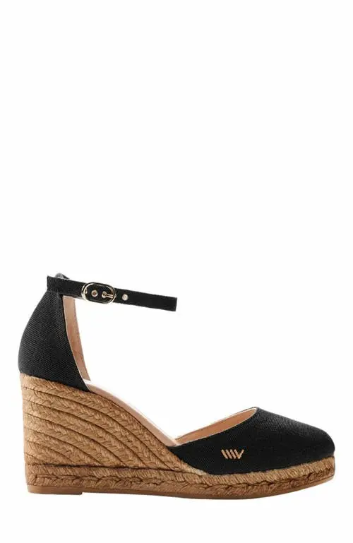 VISCATA Estartit Canvas Espadrille Wedges - Black