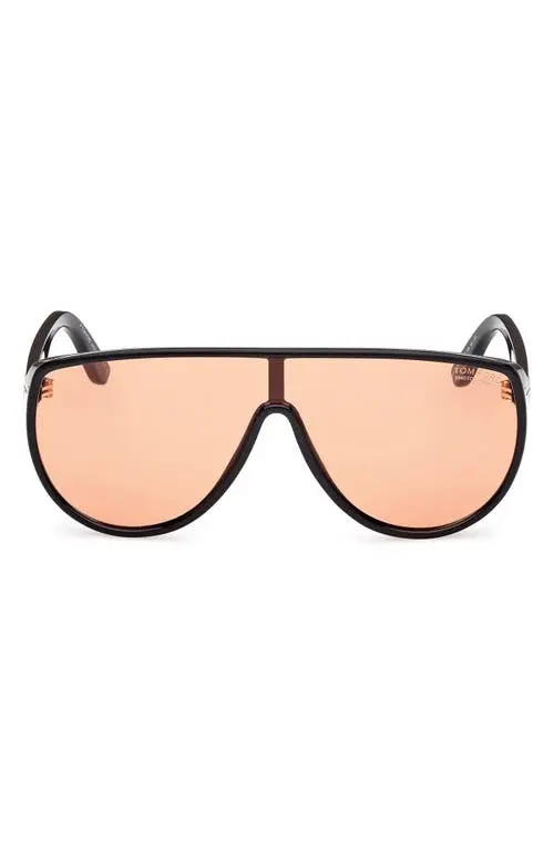 TOM FORD Achilles Shield Sunglasses - Black/t Logo/terracotta