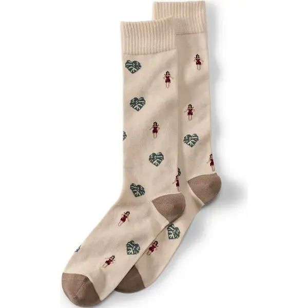 LANDS' END Patterned Crew Socks - Hula