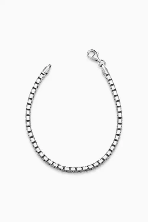 ORADINA Edge Bold Box Link Sterling Bracelet - Silver