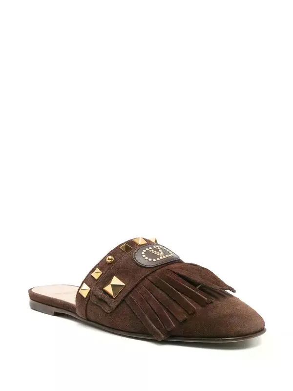 Valentino Garavani Vlogo Suede Mules - Brown