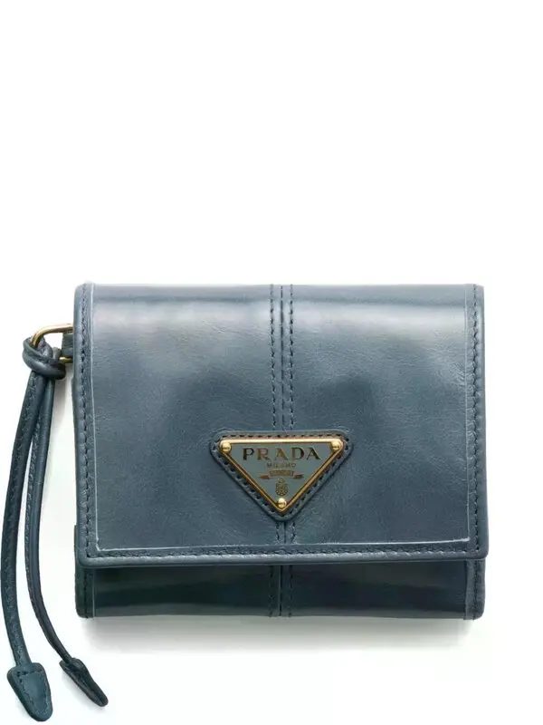 Prada Enamel-triangle Logo Wallet - Blue