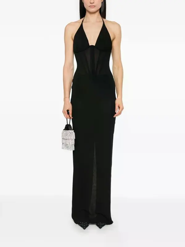 MONOT Bustier Halterneck Dress - Black