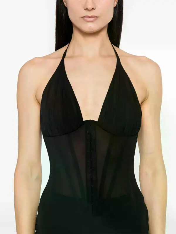 MONOT Bustier Halterneck Dress - Black