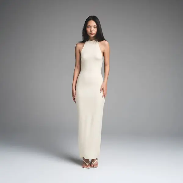 Cloud Halter Long Dress - Ecru
