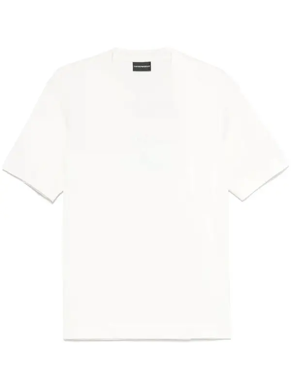 Emporio Armani Rubberised-logo T-shirt - Neutrals