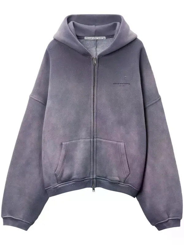 Buy Alexander Wang Embroidered Logo Hoodie - Purple At 40% Off