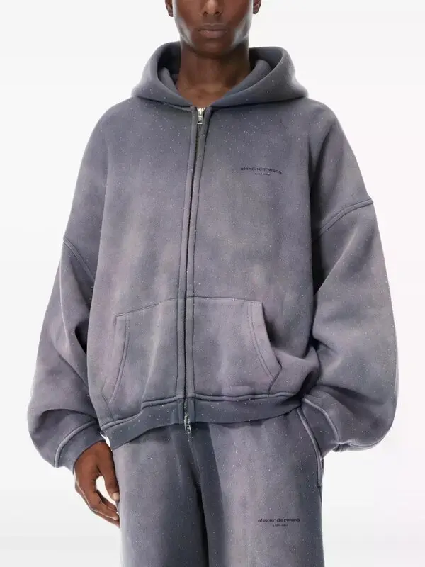 Alexander Wang Embroidered Logo Hoodie In Purple - 40% Off