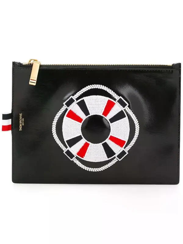 Thom Browne Embroidered Clutch - Black