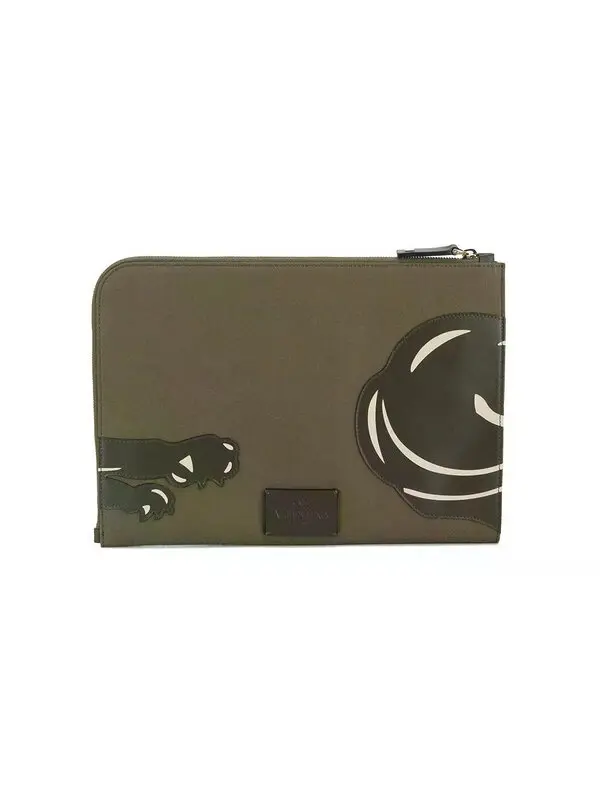 Valentino Garavani Panther Printed Document Case - Green