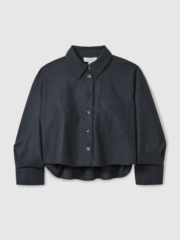 REISS Lenny Cropped Flannel Shirt