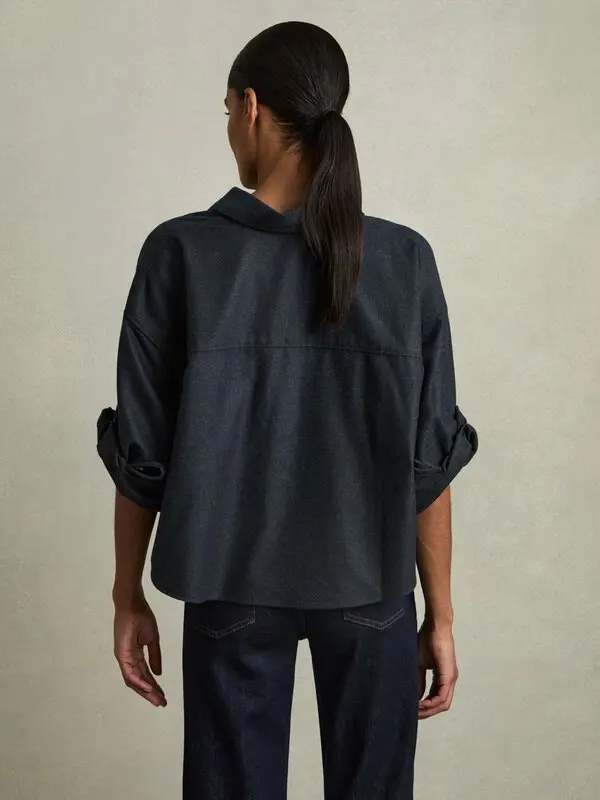 REISS Lenny Cropped Flannel Shirt