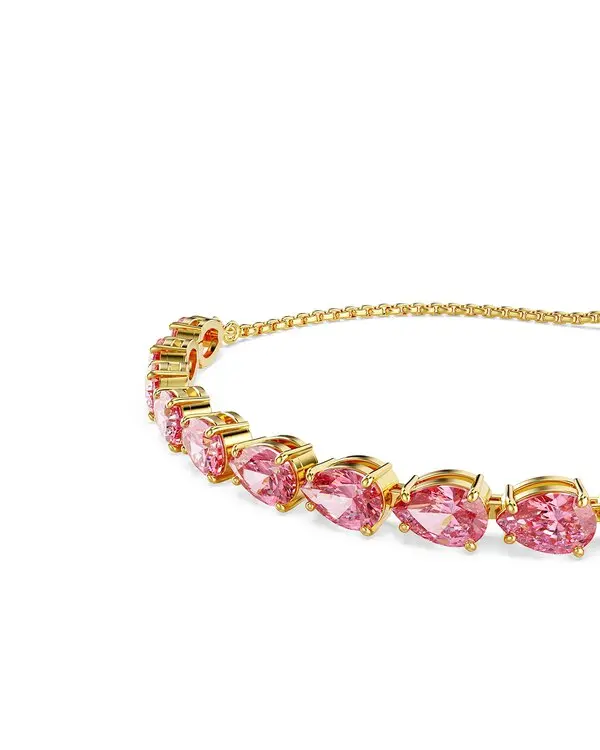 SWAROVSKI Matrix Crystal Pear Tennis Bracelet - Pink/gold