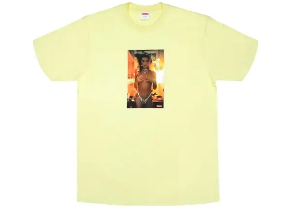 Supreme Nan Goldin Kim In Rhinestone Tee Shirt - Pale Yellow
