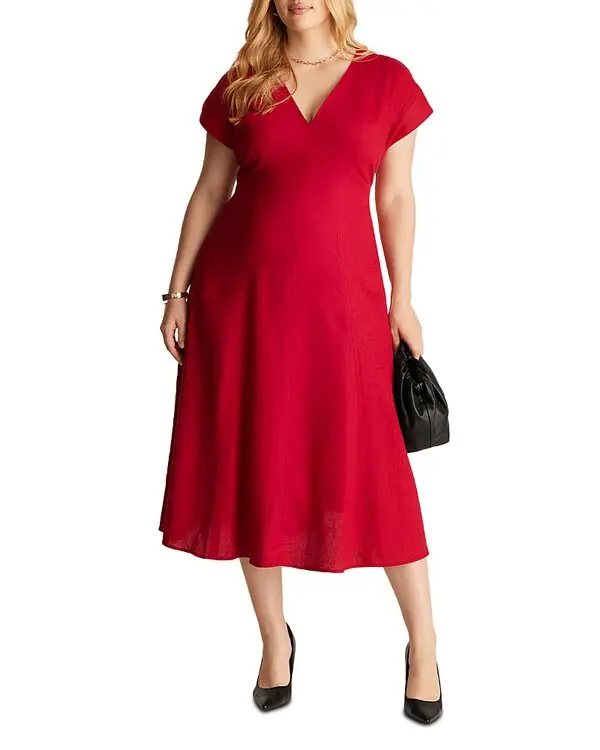 ESTELLE Aubrey V-neck Midi Dress - Red