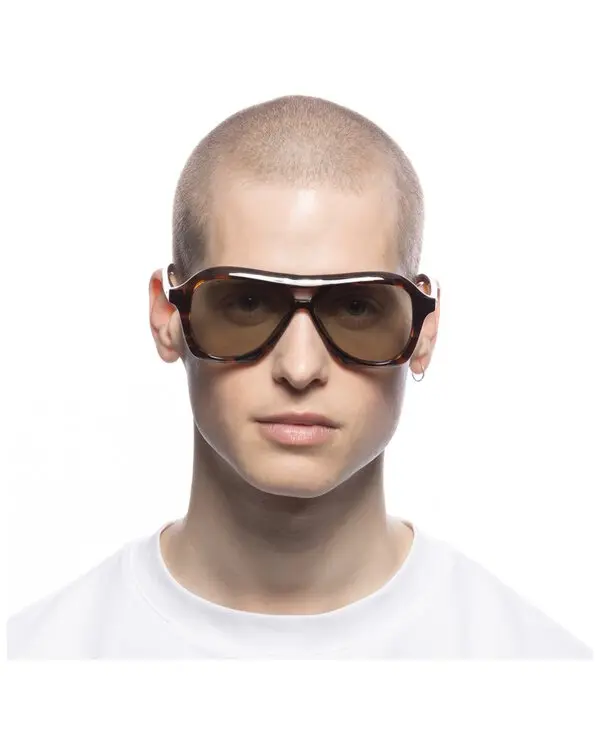 Le Specs Drizzle Geometric Sunglasses, 56mm - Tortoise