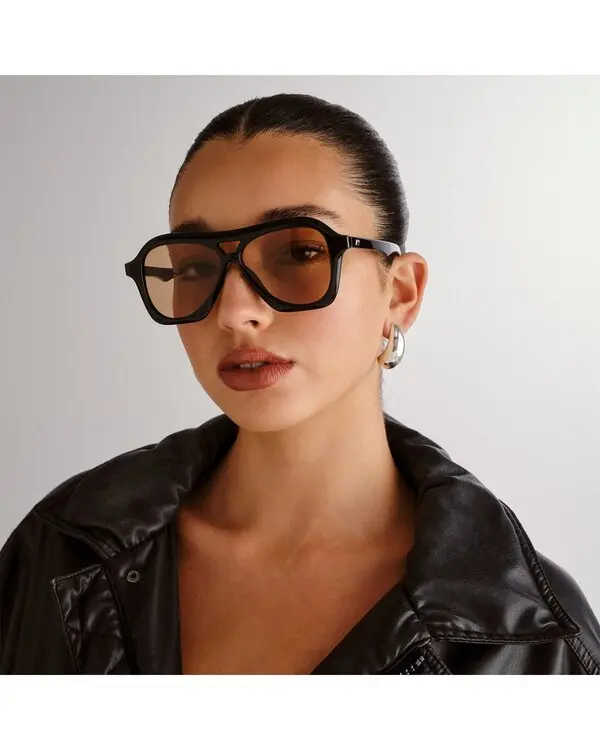 Le Specs Drizzle Geometric Sunglasses, 56mm - Tortoise/orange