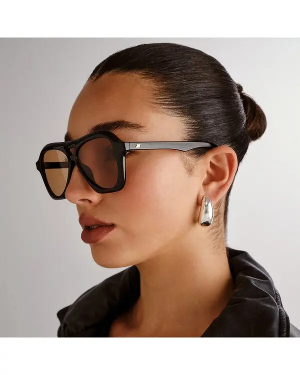 Le Specs Drizzle Geometric Sunglasses, 56mm - Tortoise/orange