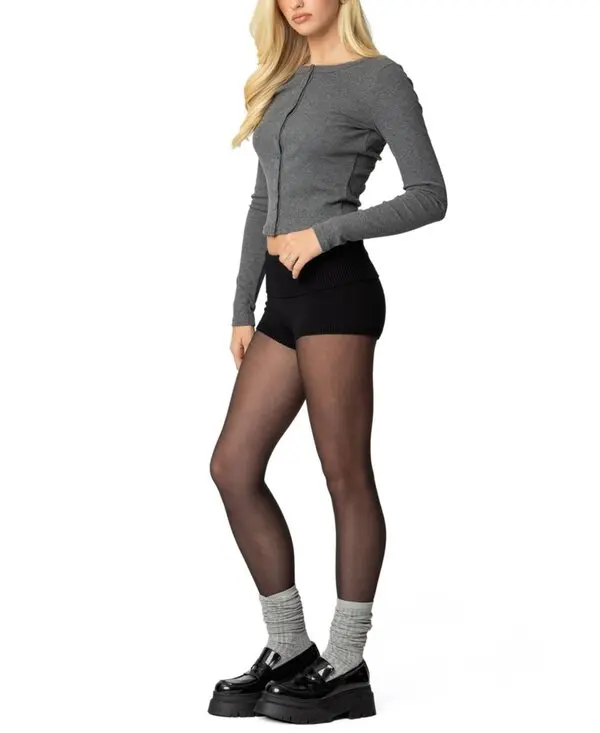 EDIKTED Shilo Ribbed Cardigan - Dark Gray