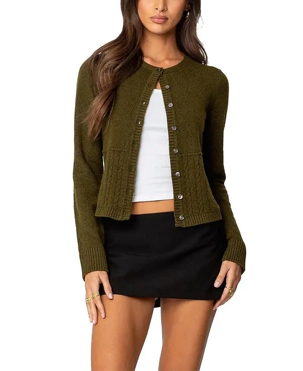 EDIKTED Cable Knit Cardigan