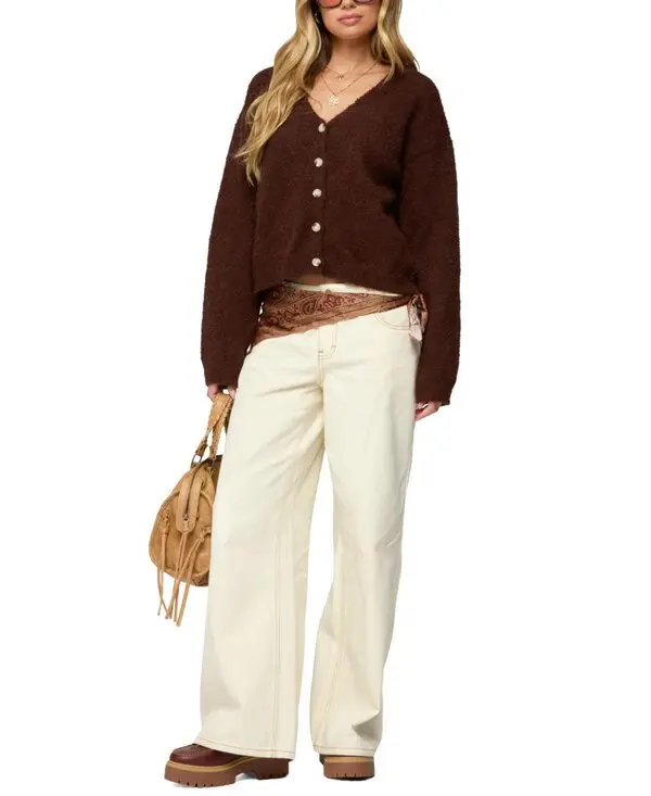 EDIKTED Knitted Cardigan - Brown