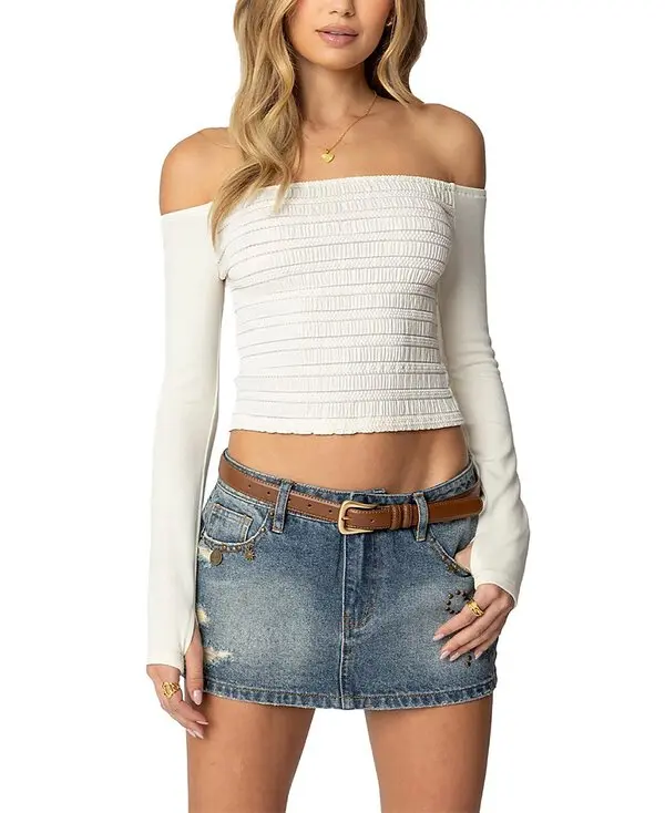 EDIKTED Aurelie Off-the-shoulder Top - Cream