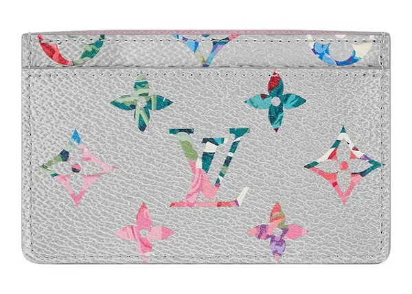 LOUIS VUITTON Card Holder Floral Monogramin - Silvery