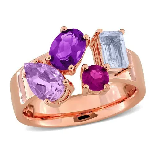 JULIANNA B. Gemstone Sterling Silver Ring - Amethyst/rose-plated