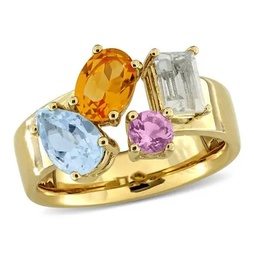 JULIANNA B. Gemstone Sterling Silver Ring - Citrine/yellow-plated