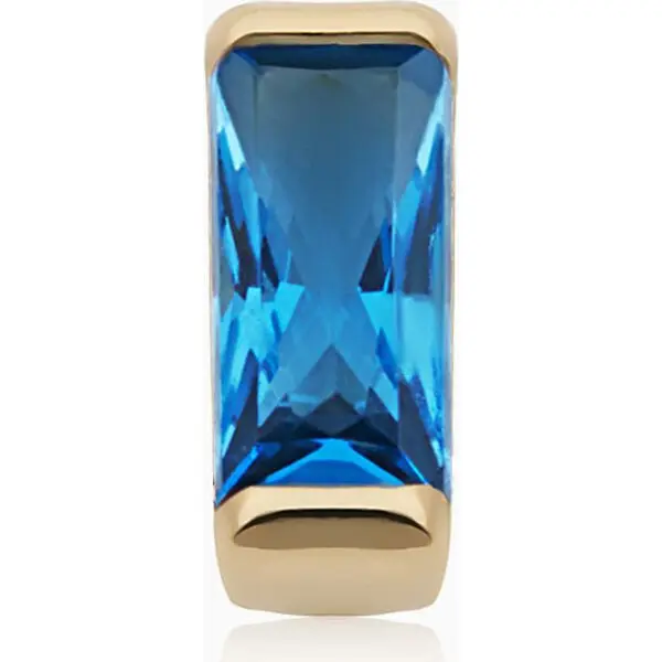 ORADINA 14k Gold Baguette Micro Stud - Yellow Gold - Blue Zirconia