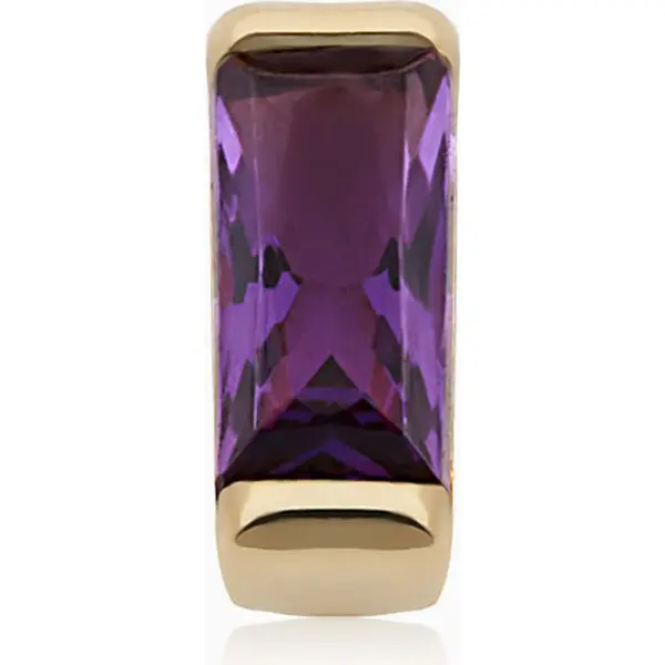 ORADINA 14k Gold Baguette Micro Stud - Yellow Gold - Purple Zirconia