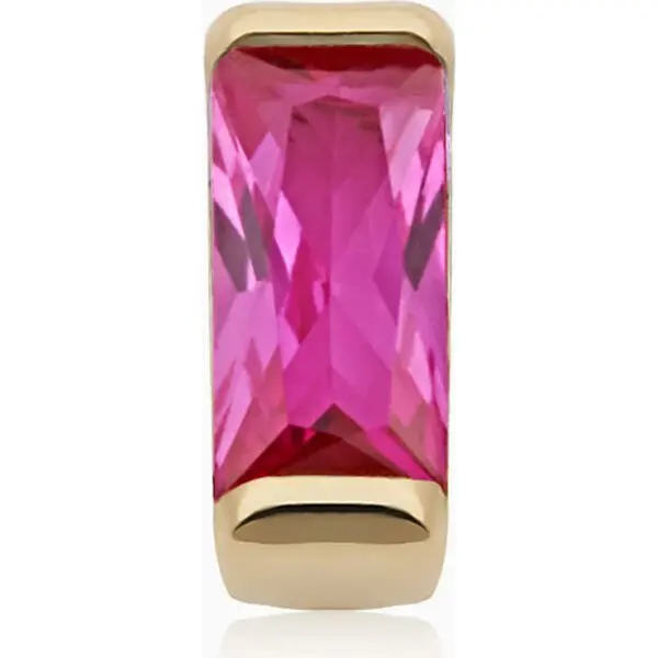 ORADINA 14k Gold Baguette Micro Stud - Yellow Gold - Ruby Zirconia