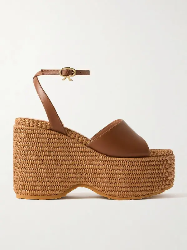 GIANVITO ROSSI Thalia 100 Leather Platform Wedge Sandals