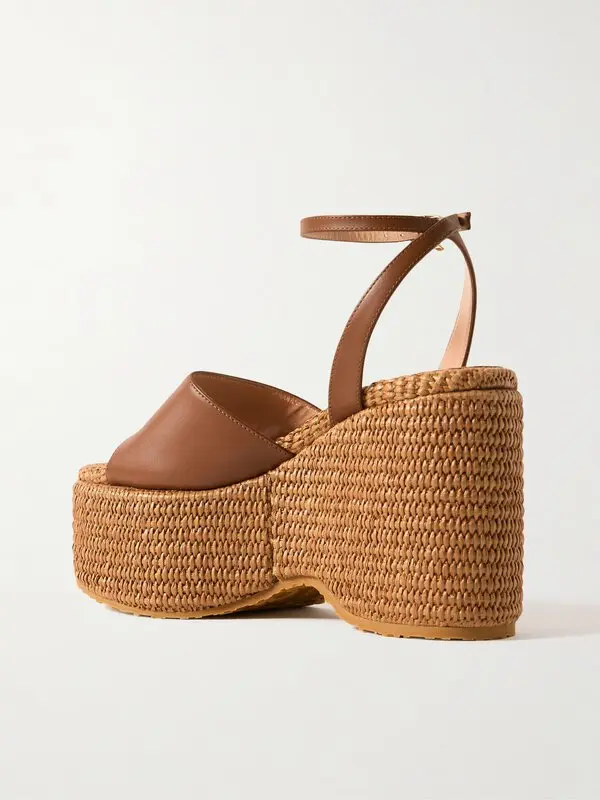 GIANVITO ROSSI Thalia 100 Leather Platform Wedge Sandals