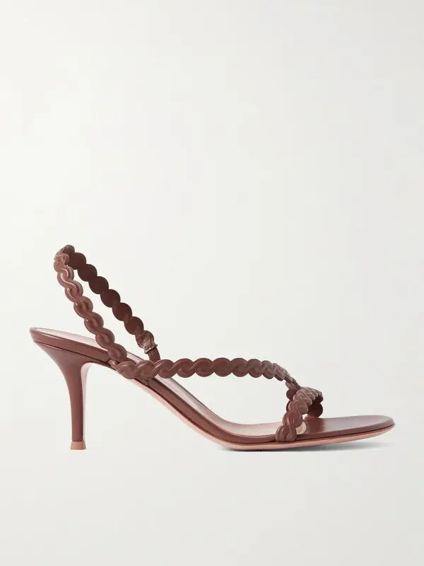 GIANVITO ROSSI 80 Leather Slingback Sandals - Brown