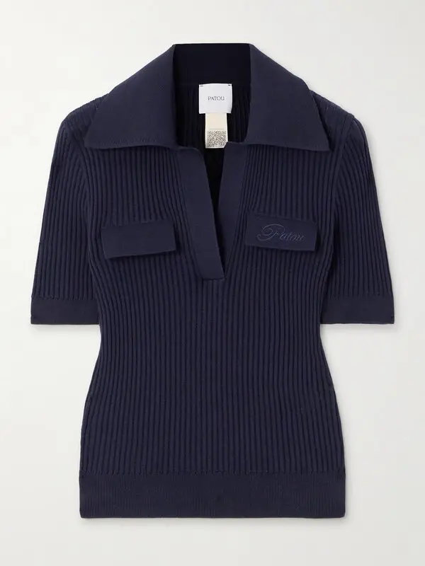 PATOU Ribbed Cotton Polo Shirt
